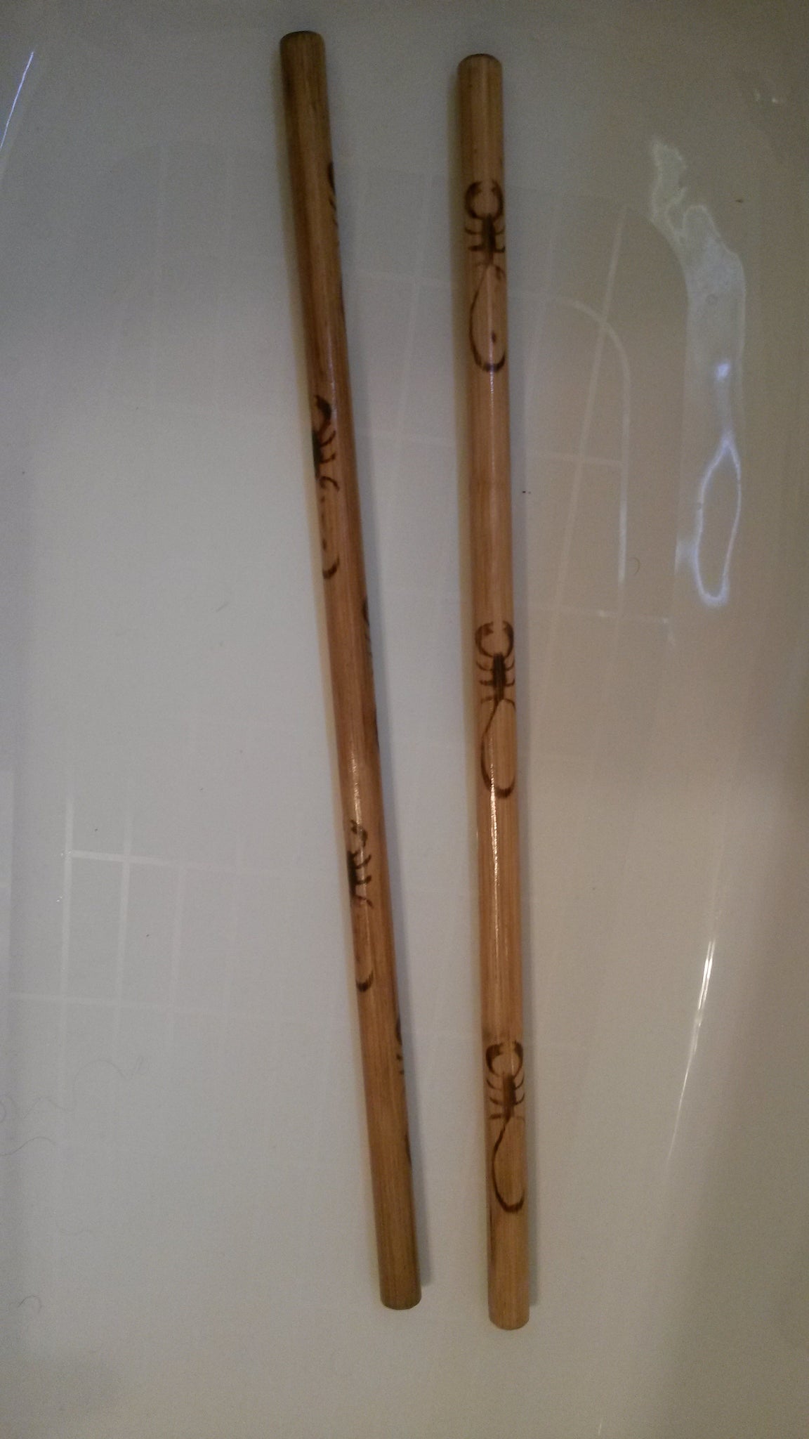 Pair of Rattan Kali Sticks - fire hardened w/ scorpion burn (SHIPS FRO ...